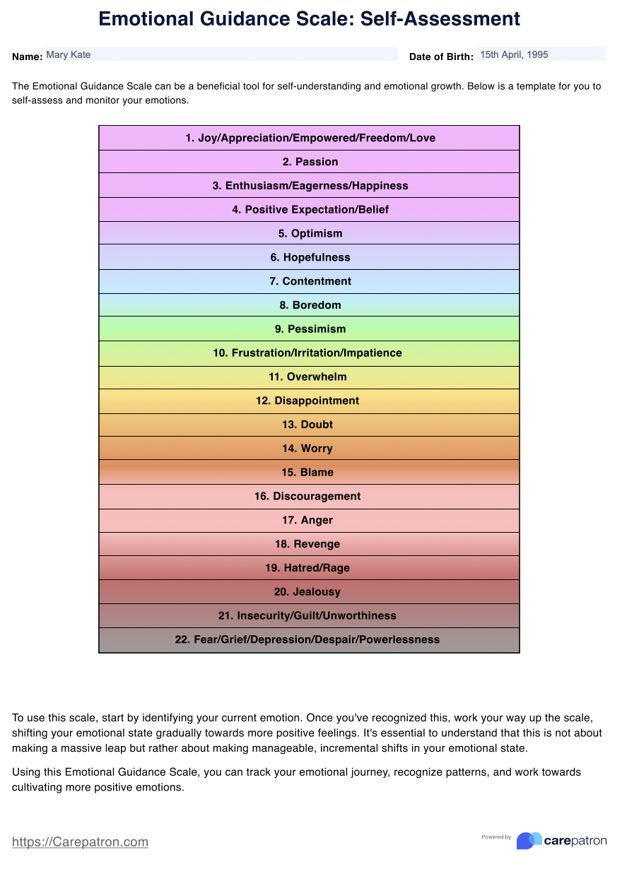 Emotional Guidance Scale & Example | Free PDF Download